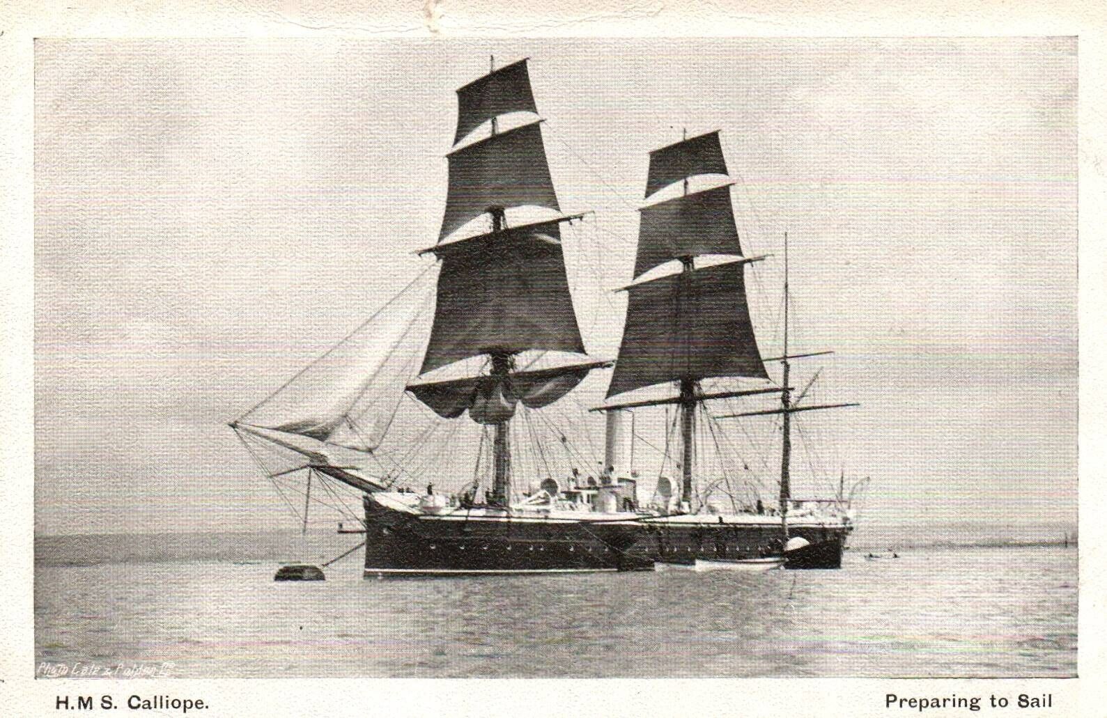 British Royal Navy HMS Calliope Preparing to Sail c.1910 Vintage ...