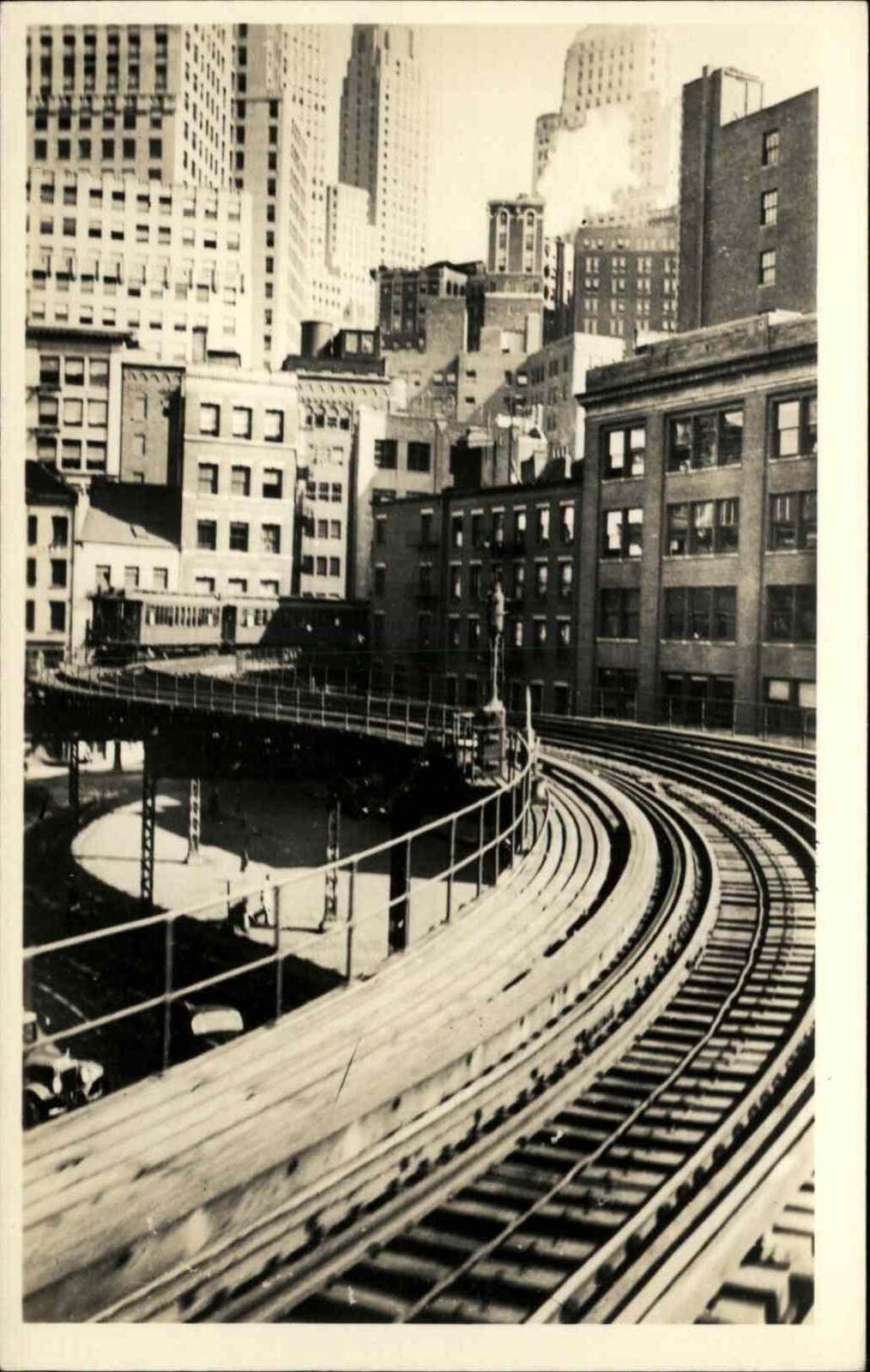 Vintage RPPC New York City NYC NY Hanover Square RAILROAD TRACKS TRAIN ...