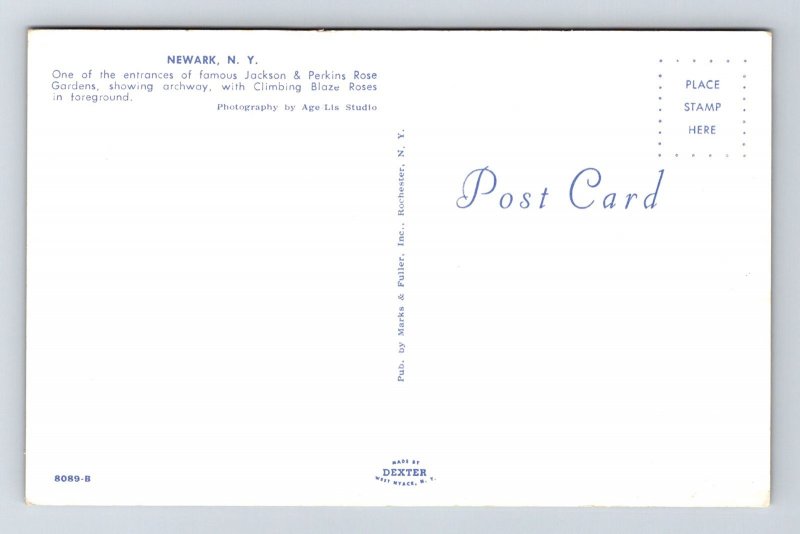 Newark New York Jackson & Perkins Rose Gardens Scenic Archway Chrome ...