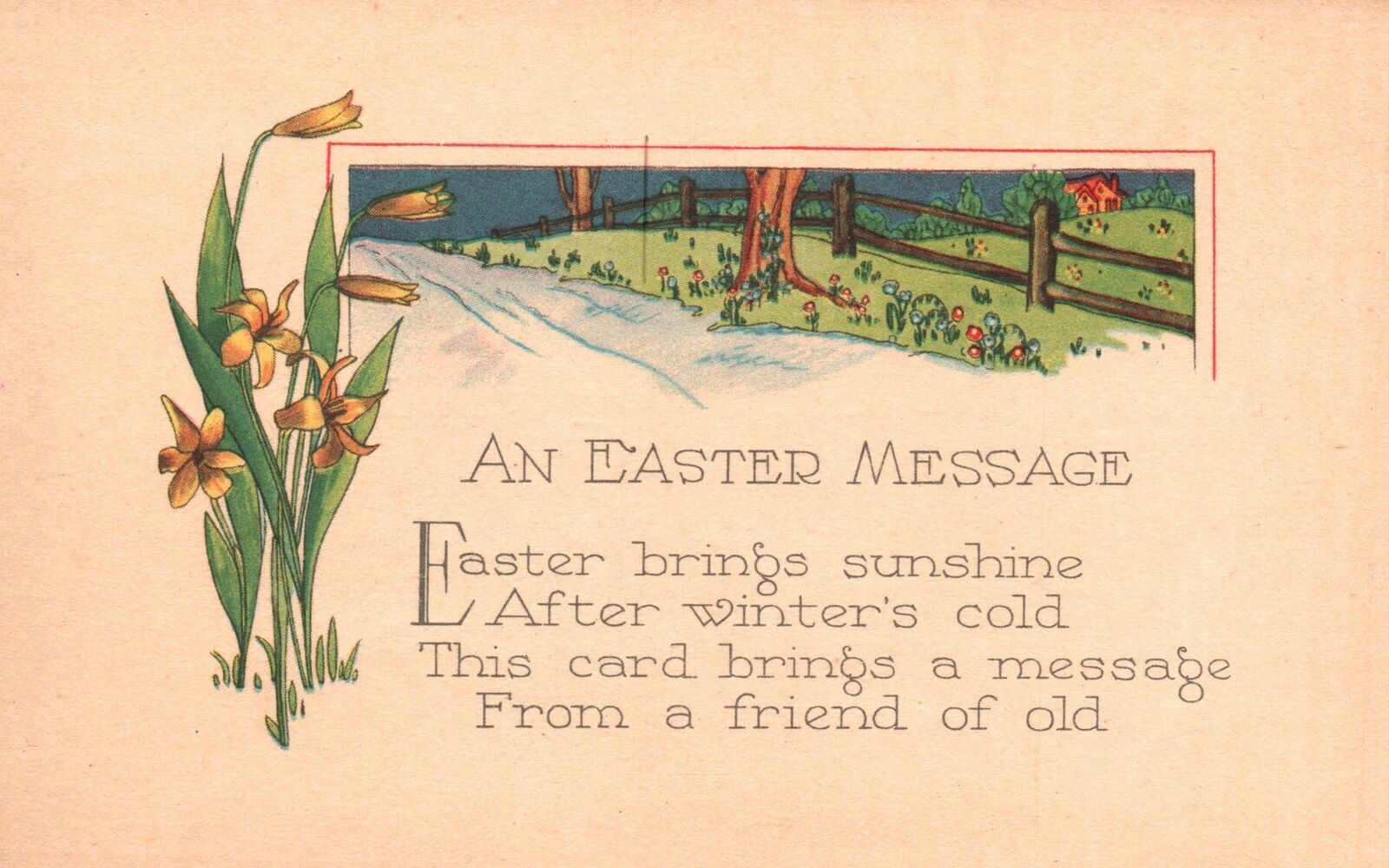 Vintage Postcard 1910's An Easter Message Sunshine After Winter's Cold ...