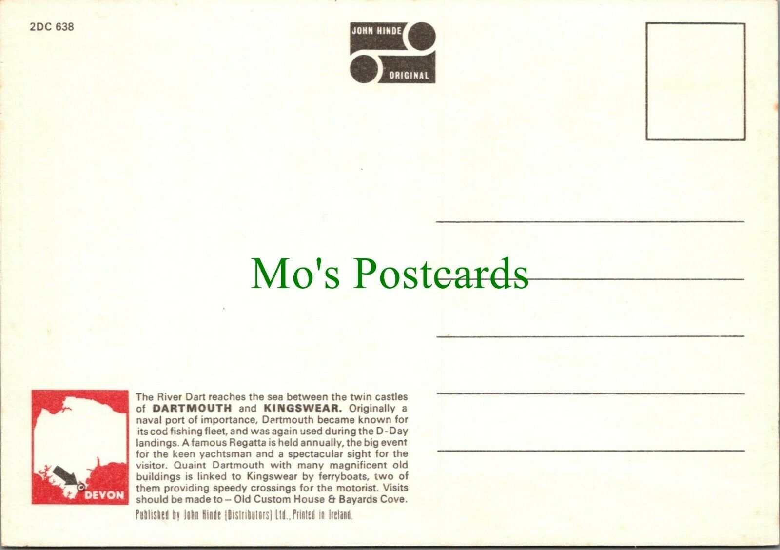 Devon Postcard - Old Customs House and Bayards Cove, Dartmouth RR13475 ...