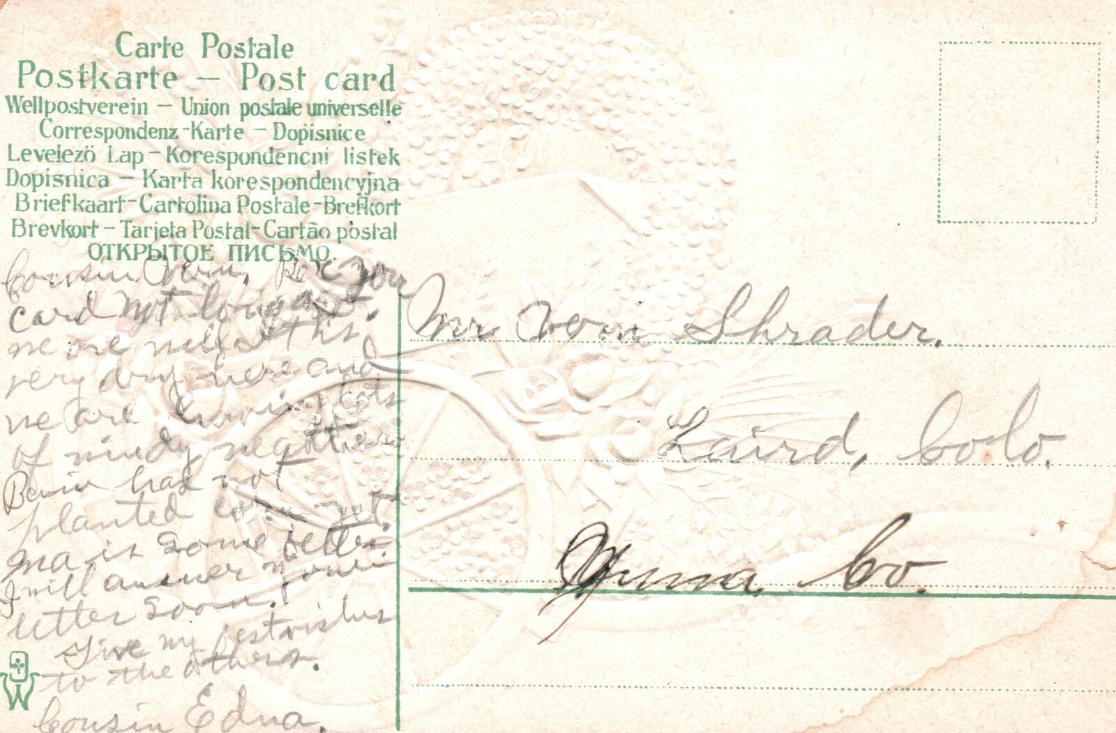 Vintage Postcard Good Luck Forget Me Nots Magnet Flowers In Push Cart ...