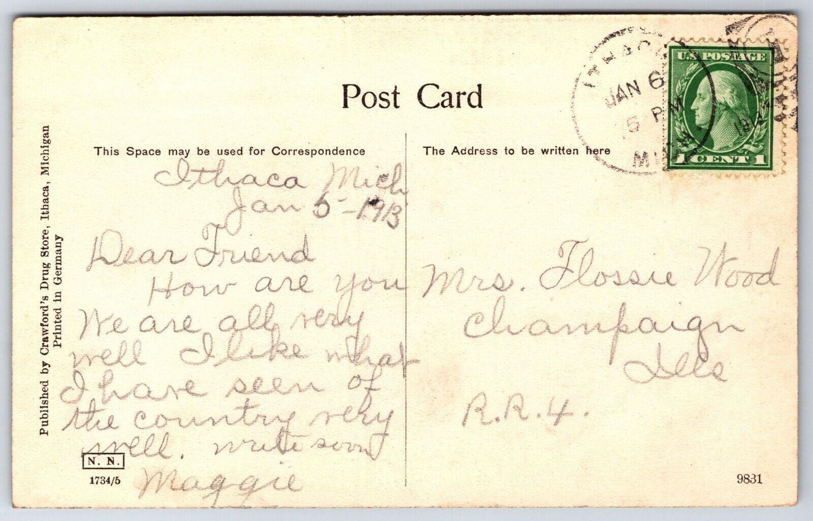 Ithaca Michigan~Second Empire Architecture Gratiot County Jail~1913 B&W ...