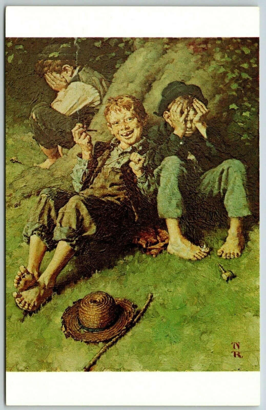 Huckleberry Finn Enjoying His Pipe, Illustration by Norman Rockwell ...