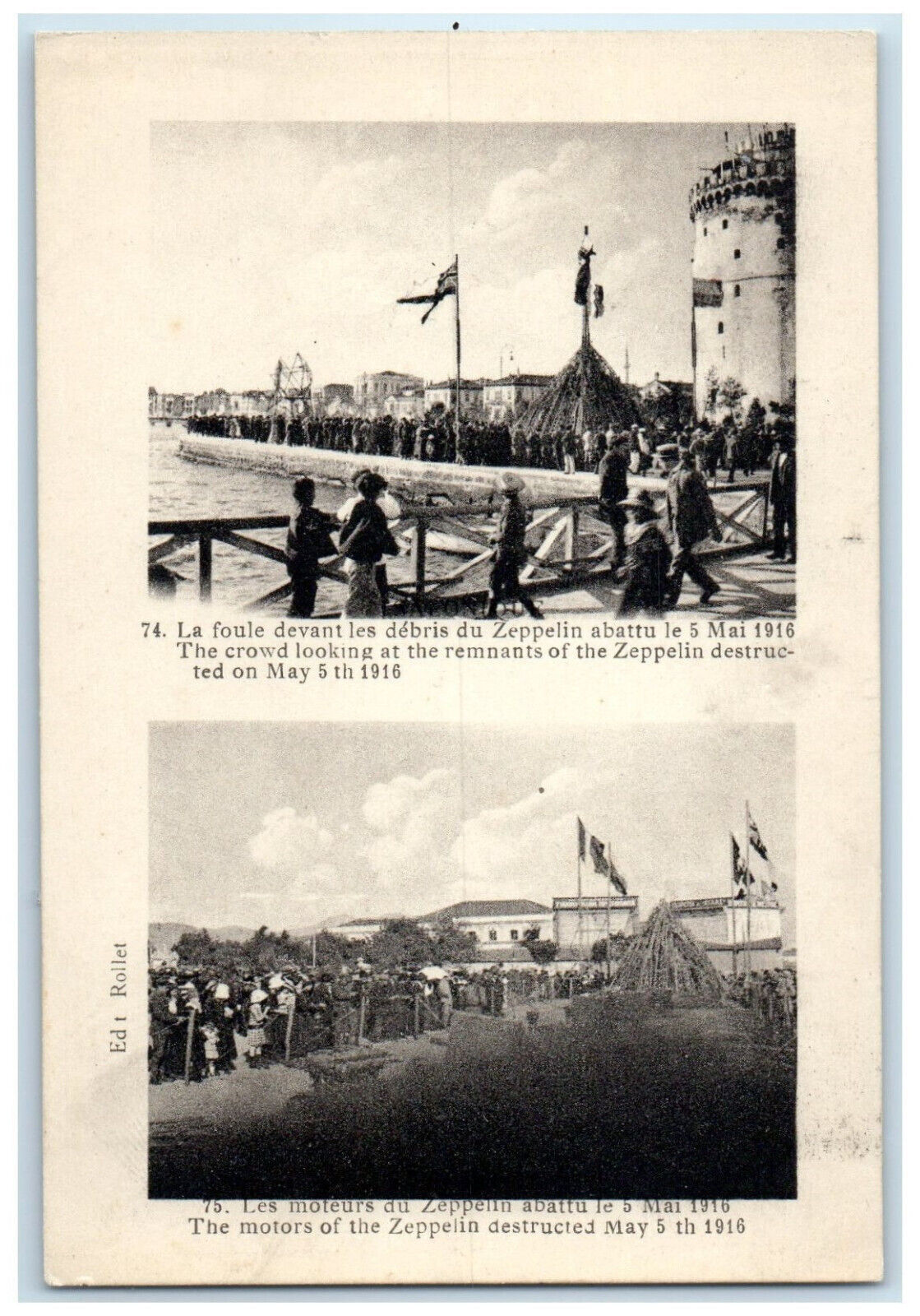 1916 Zeppelin Airship Destroyed Disaster Dirigible Antique France ...