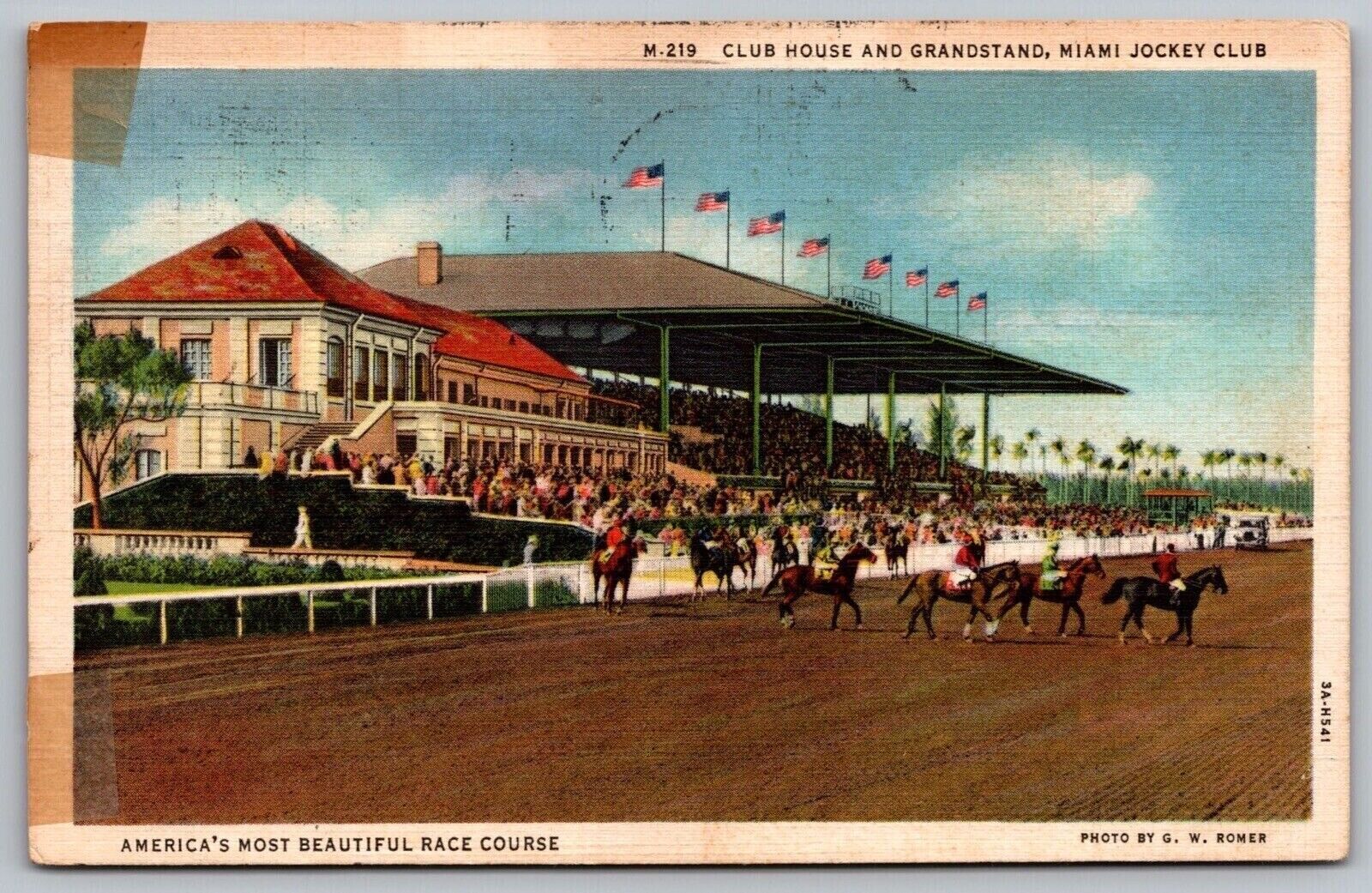 Club House Grandstand Miami Jockey Horse Racing Animals American Flags ...