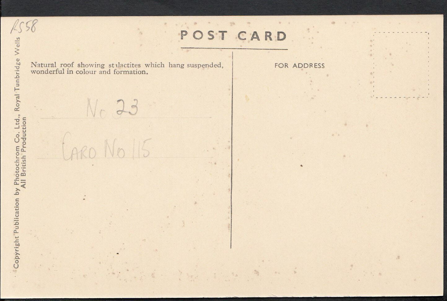 Devon Postcard - Torquay, Kent's Cavern - The Roof Showing Stalactites ...