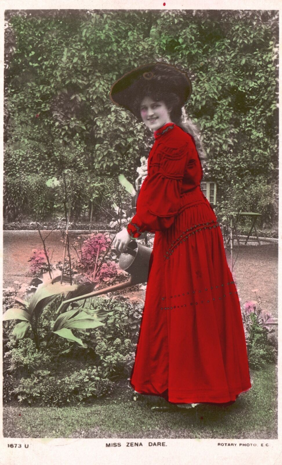 Vintage Postcard Miss Zena Dare Beautiful Lady in Red Dress Singer ...