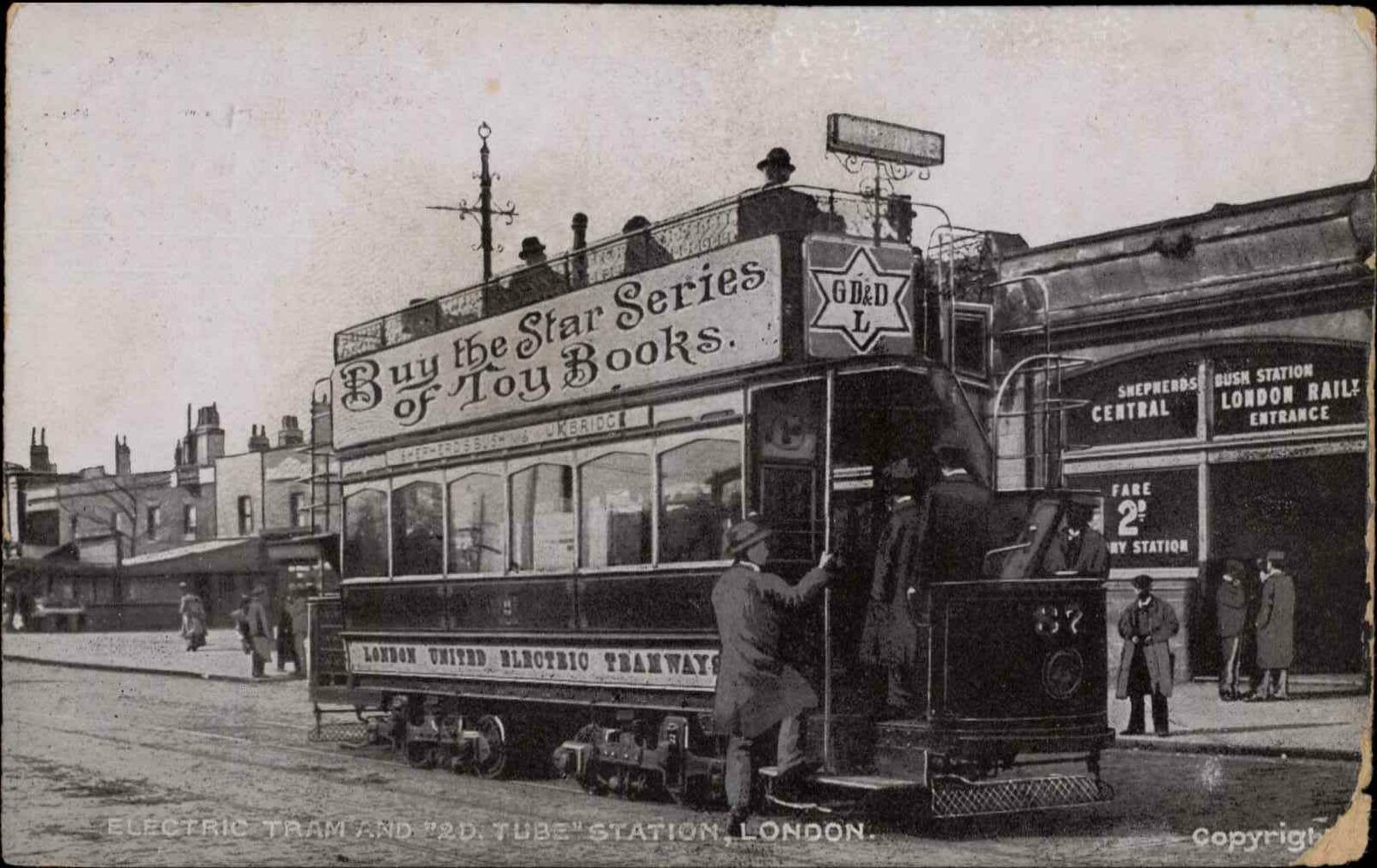 Electric Tram Trolely Bus Advertising Signs LONDON 2D Station Postcard ...