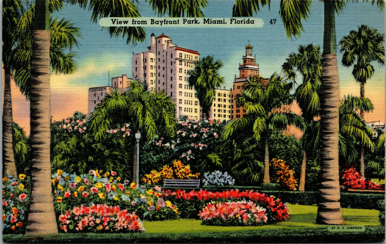 Vtg 1930s View from Bayfront Park Miami Florida FL Unused Postcard ...