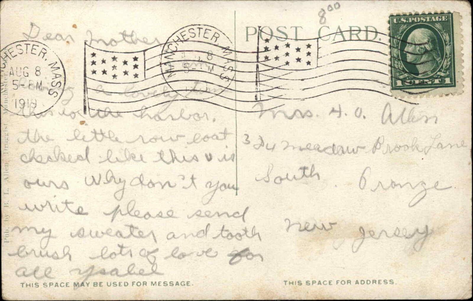 Manchester Massachusetts MA Mesconoma Park Harbor Boat c1900s-20s ...