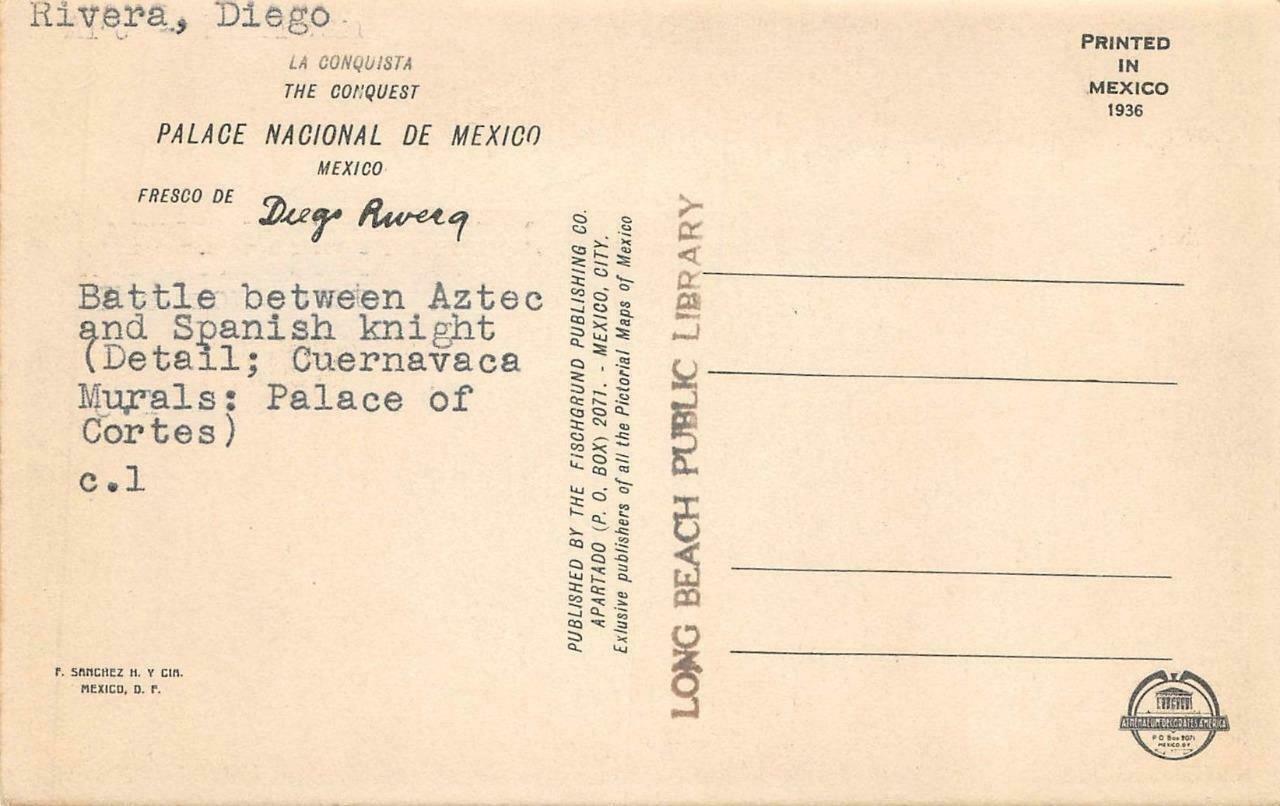 Diego Rivera Art Palace Nacional De Mexico Mural Aztec 1936 Vintage ...