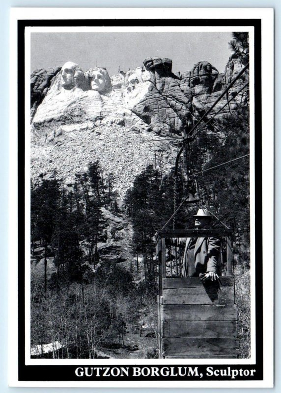GUTZON BORGLUM in Aerial Tram MT. RUSHMORE SCULPTOR 4"x6" Repro 1985 ...