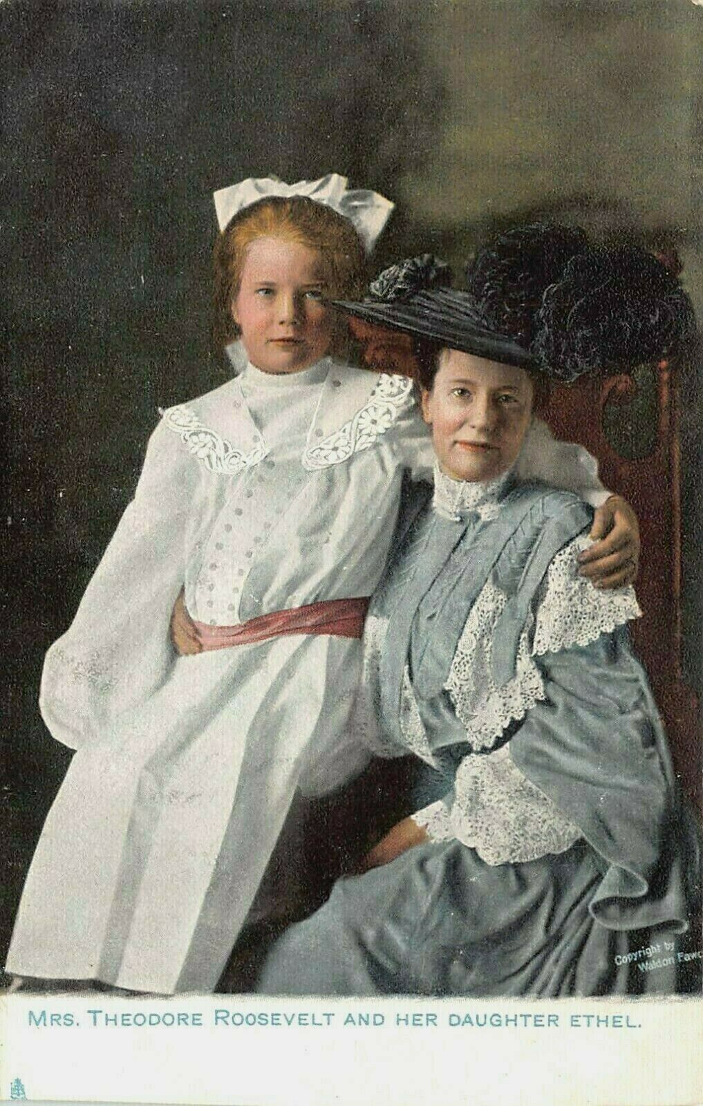 Mrs. Theodore Roosevelt and Her Daughter Ethel, Very Early Postcard ...