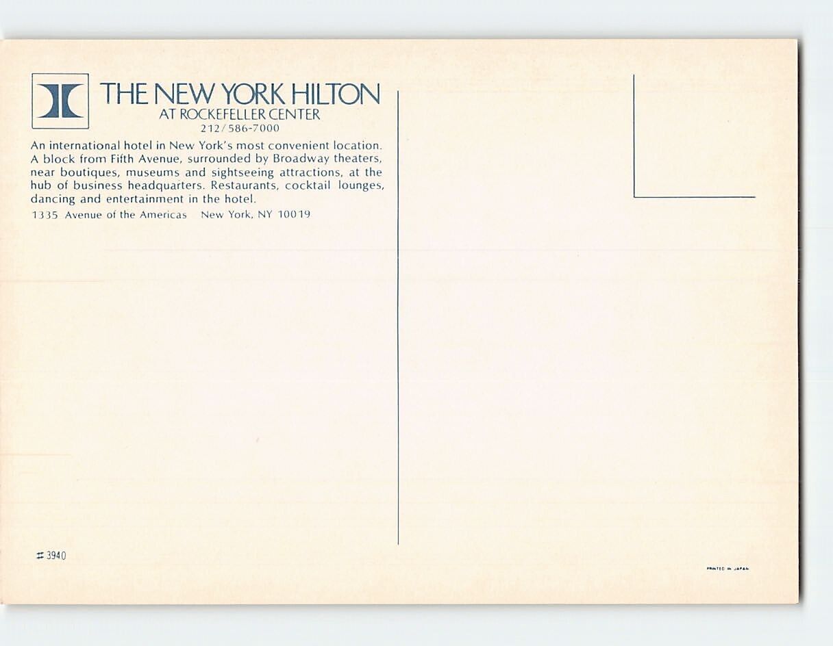Postcard The New York Hilton Rockefeller Center New York City New York ...