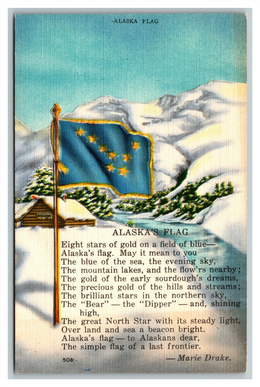 Alaska Flag Poem Marie Drake Little Dipper State Flag Linen CP Johnston ...