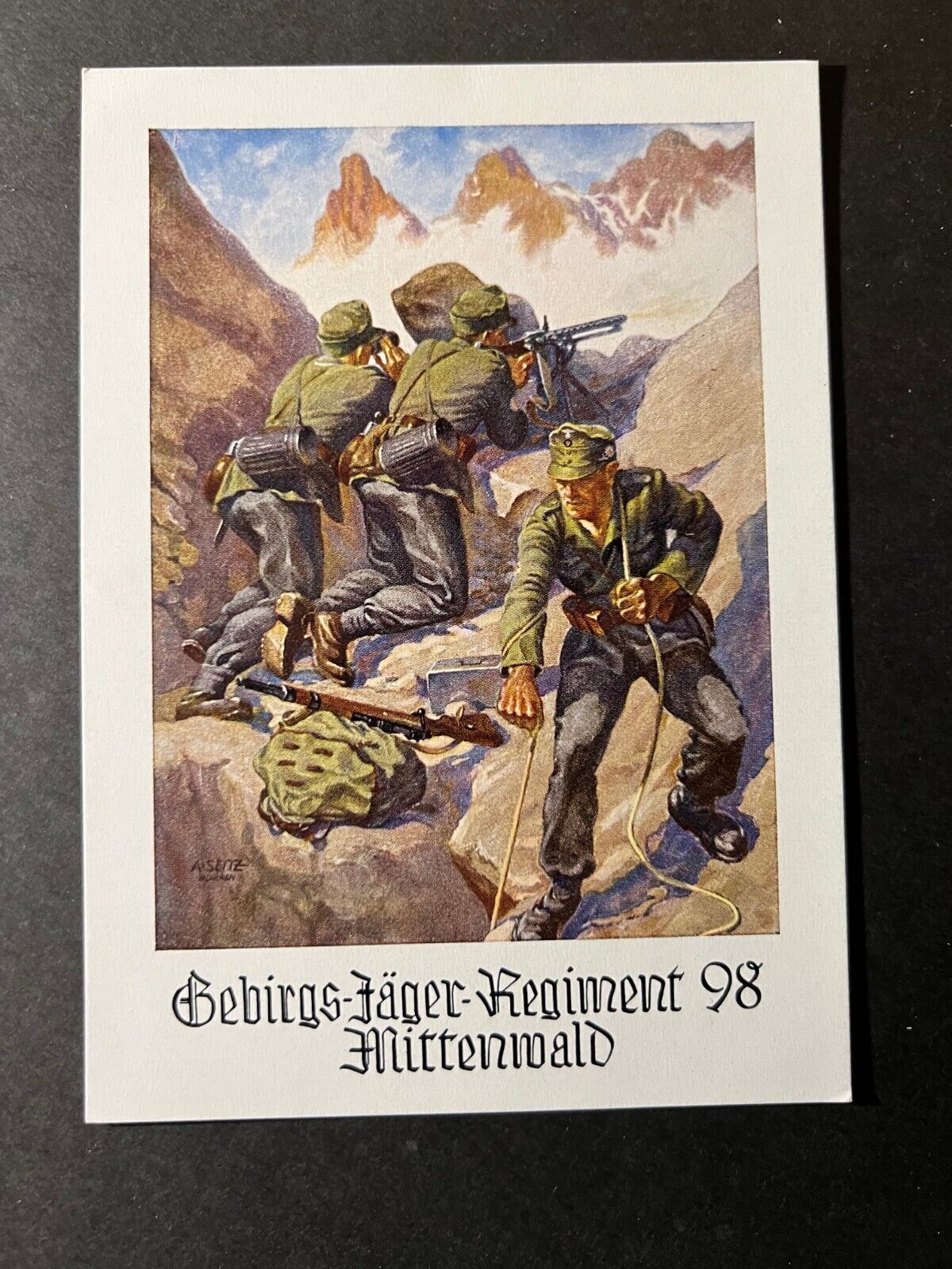 Mint Germany Military Postcard Soldiers Mountain Climb Machine Gun WW2 ...