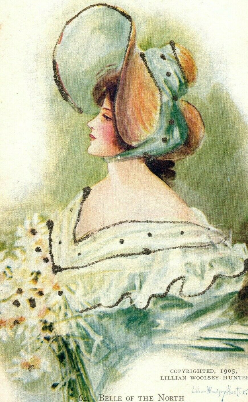 C.1910 Belle Of The North Lovely Lillian Woolsey Hunter Mica Postcard ...