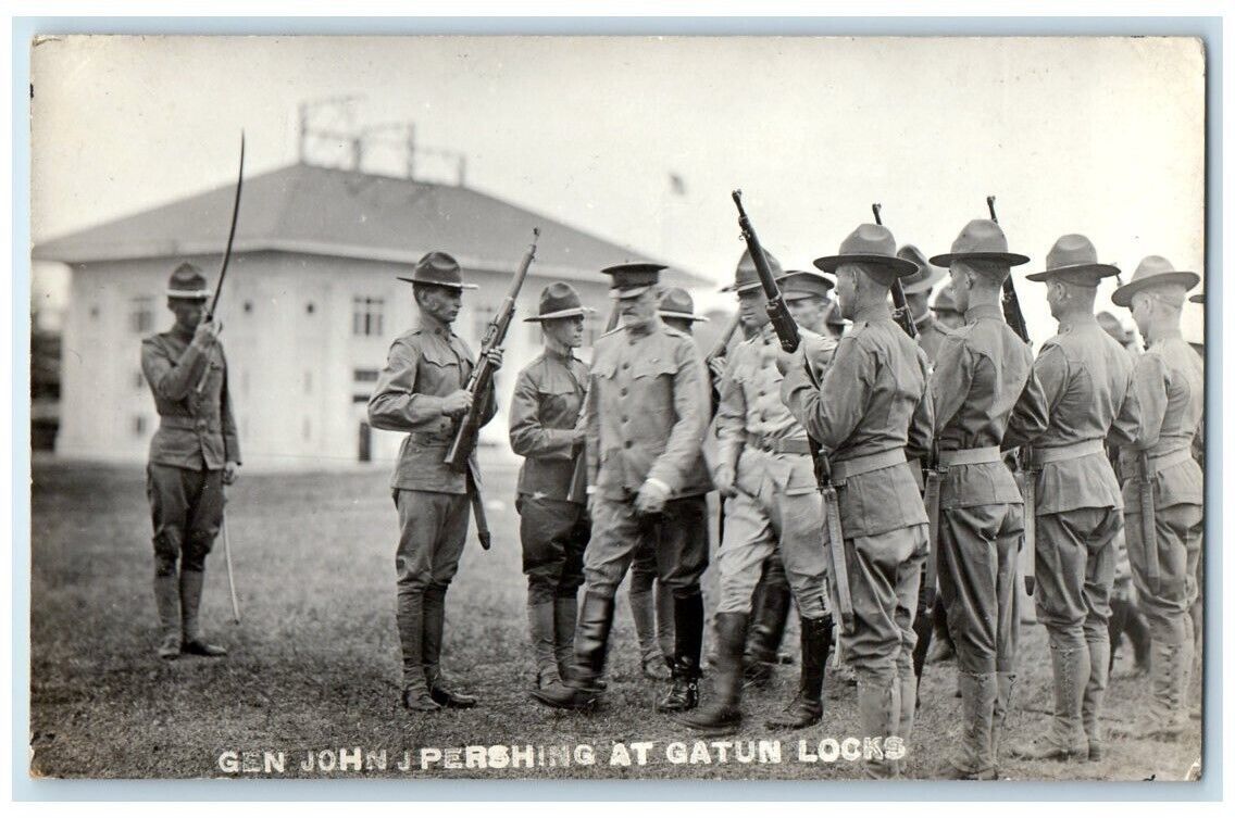 c1918 General Pershing US Army Military Gatun Locks Panama RPPC Photo ...