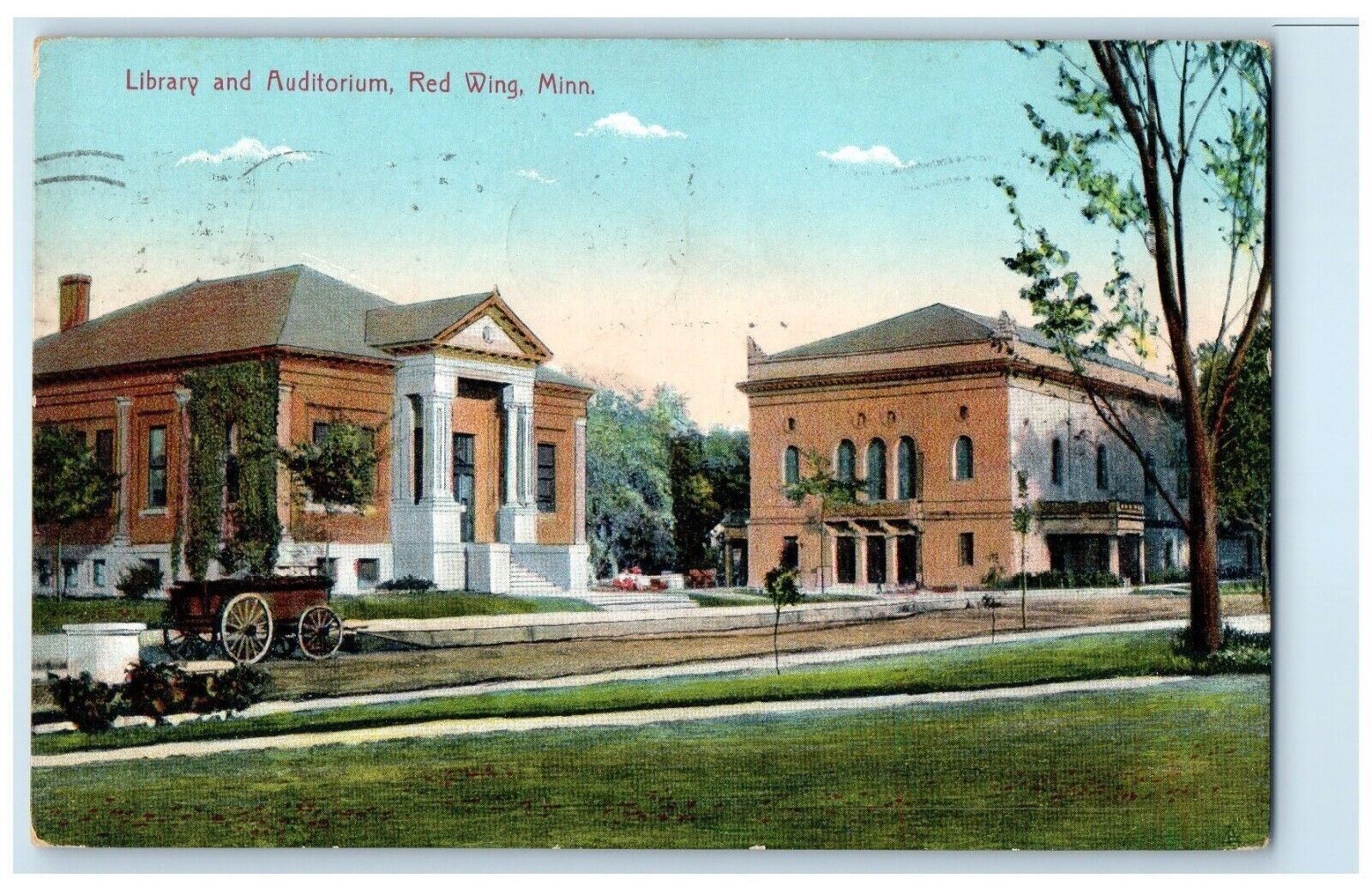 1909 Library And Auditorium Building Car Red Wing Minnesota MN Antique ...