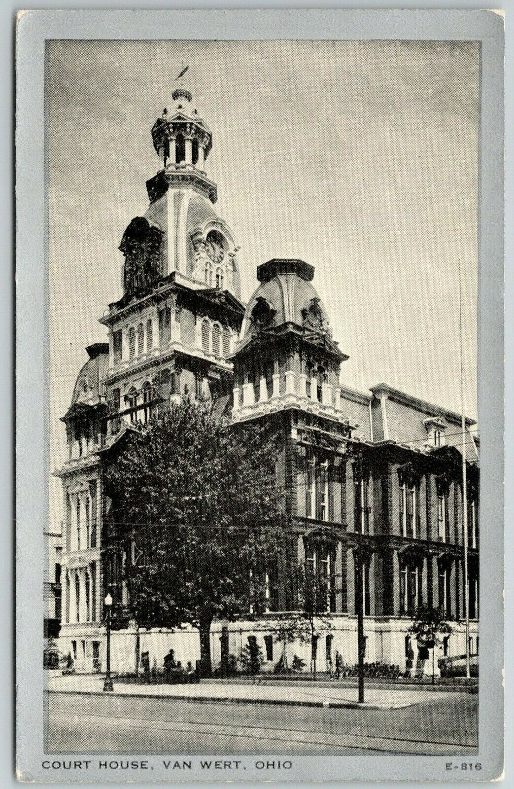 Van Wert OH~Open Belltower~Mansard Roof~10:30 on Courthouse Clock~c1910 ...