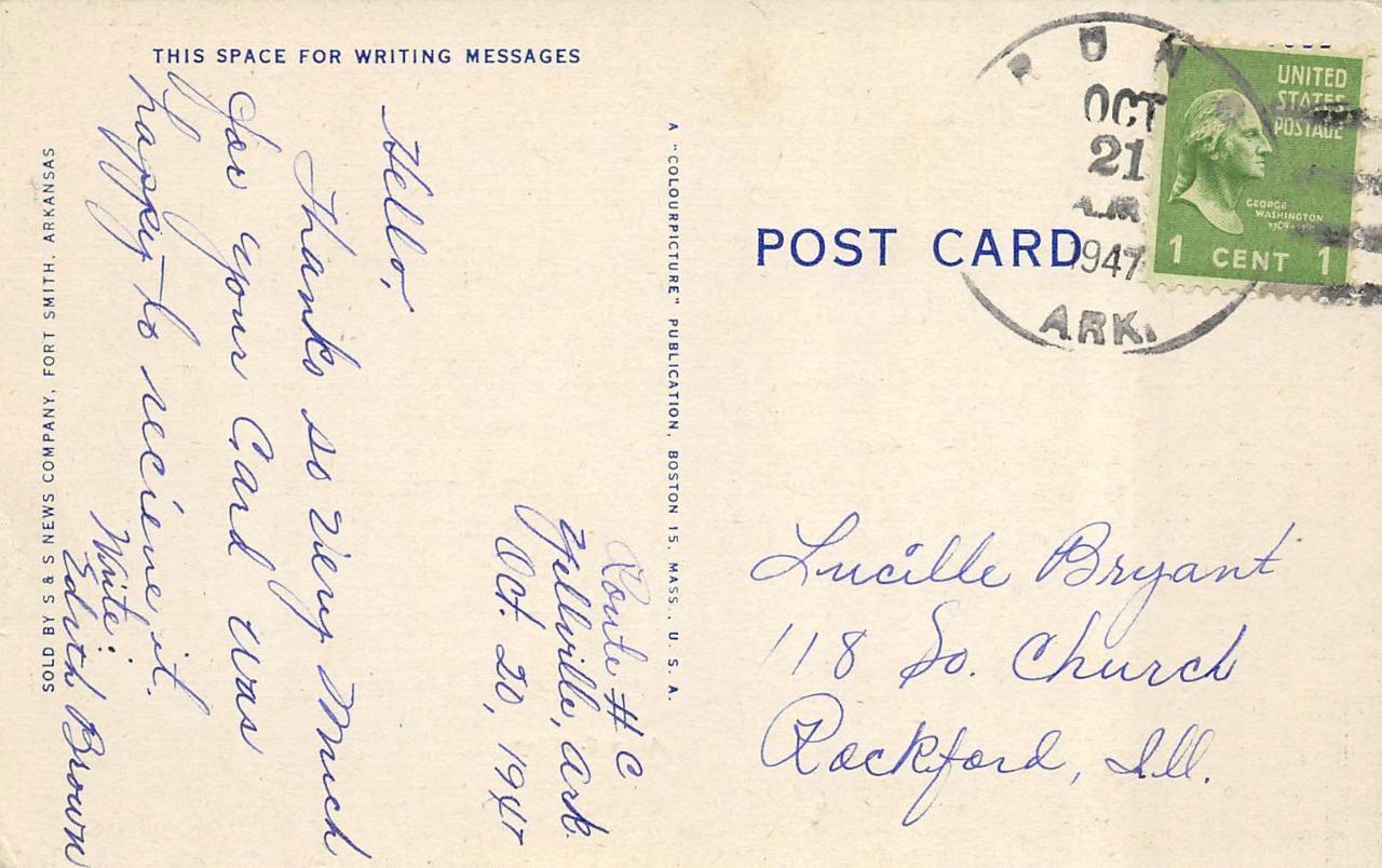 AR, Arkansas POEM by AUDRY C MILUM & Multiple State Views 1947 Linen ...