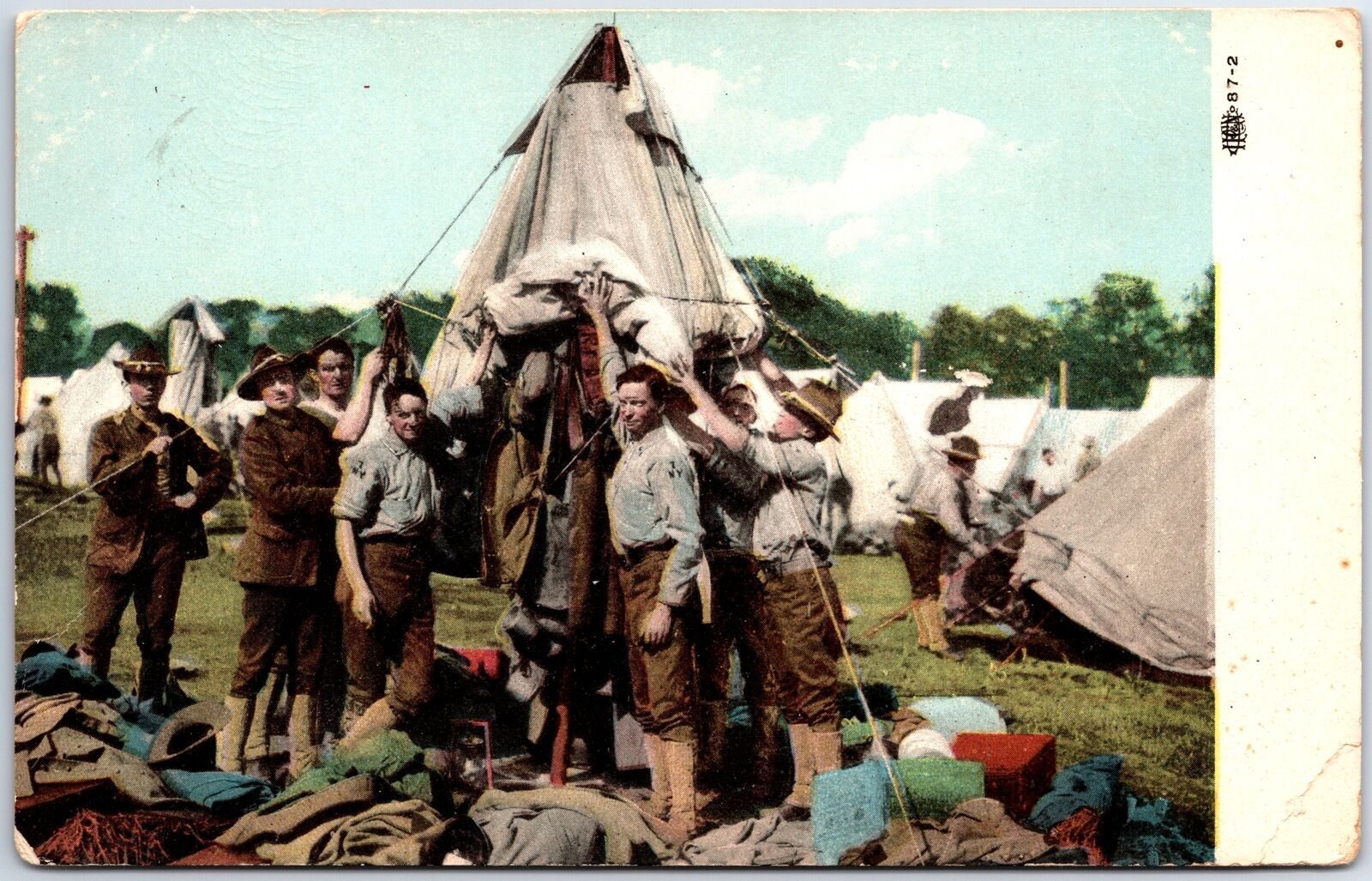 Vintage Postcard PRE World WAR I United States Army in Camp Holding UP ...