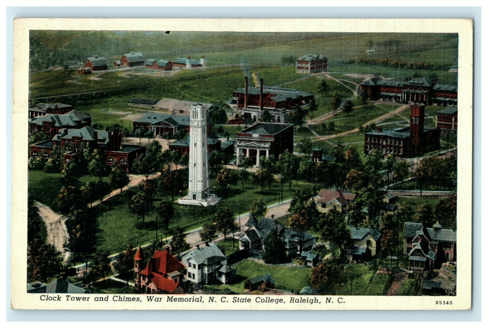 1940 Clock Tower War Memorial North Carolina State College Raleigh ...