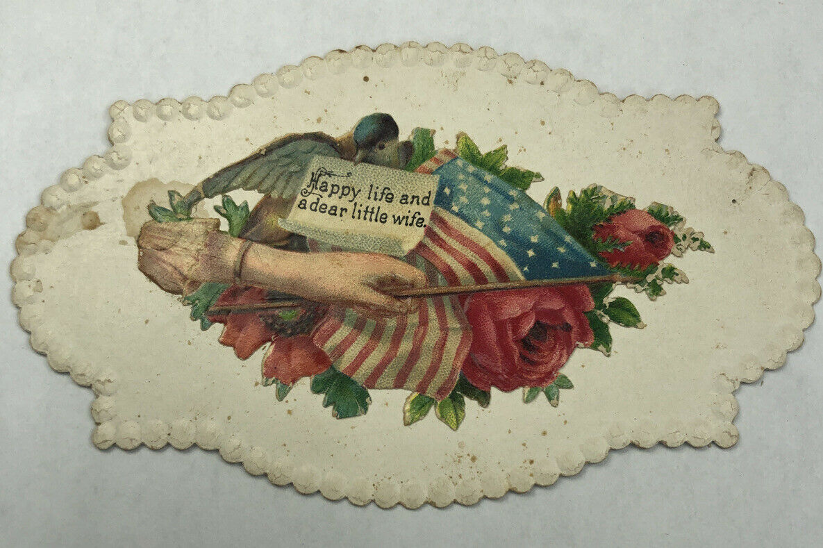 Victorian Die Cut Scrap Hidden Name LINDQUIST Calling Cards Happy Life ...