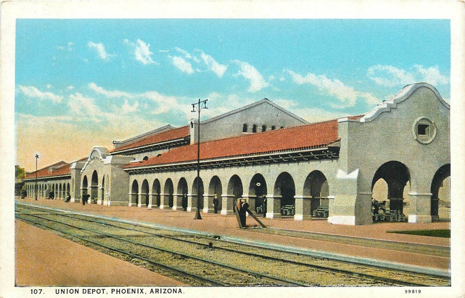 Postcard 1920s Arizona Phoenix Union railroad Depot Herz Teich AZ24 ...
