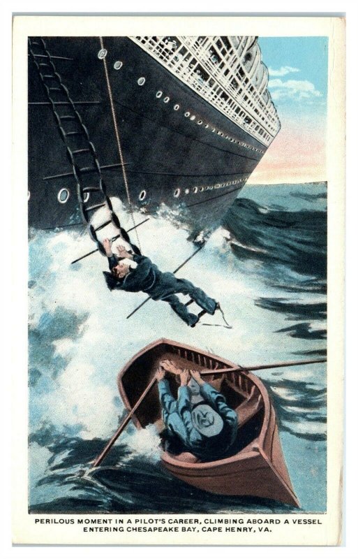 Climbing aboard a Vessel entering Chesapeake Bay, Cape Henry, VA ...