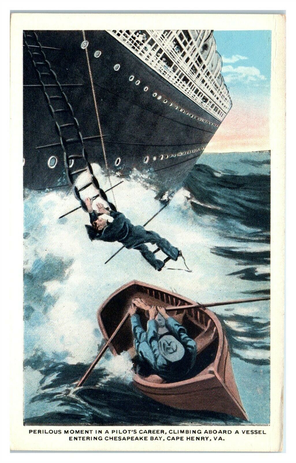 Climbing aboard a Vessel entering Chesapeake Bay, Cape Henry, VA ...