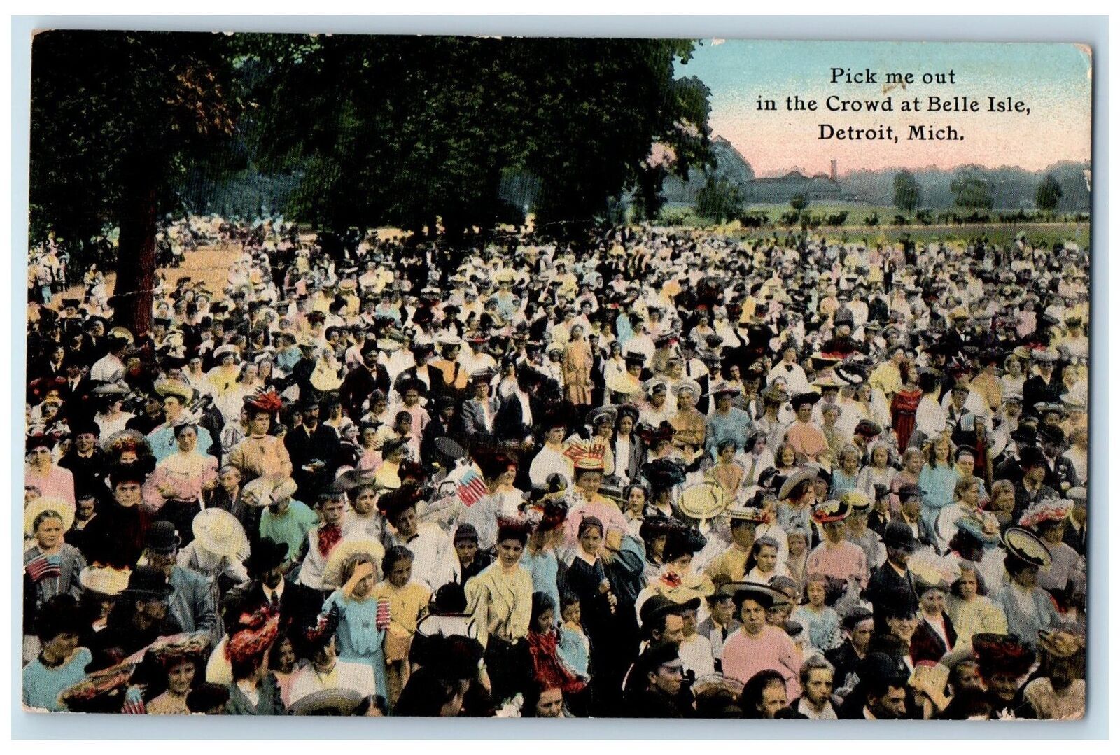 1911 Pick Me Out In The Crowd At Belle Isle Detroit MI Posted Vintage ...