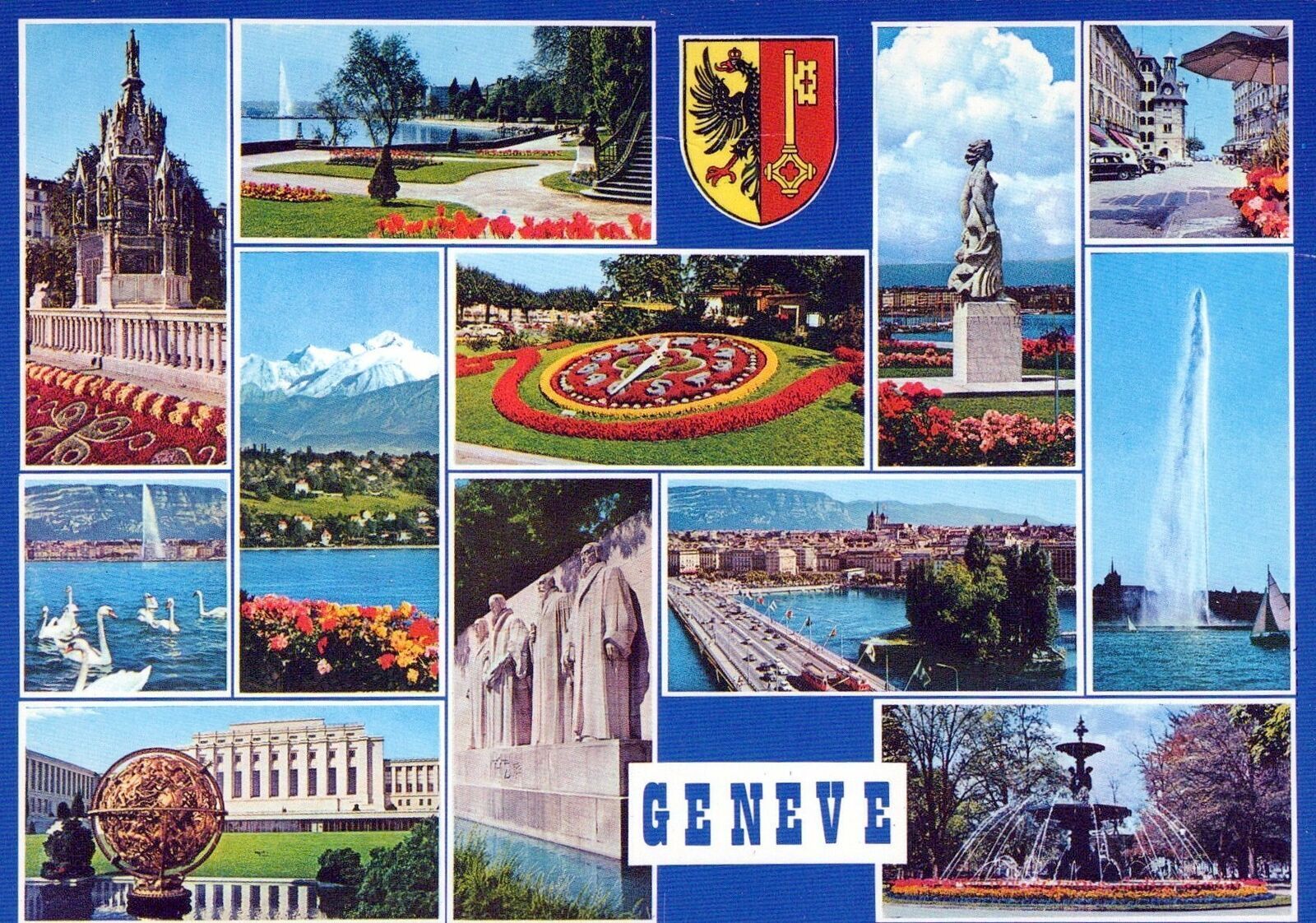 Vintage Continental Size Postcard Multiple Images of Geneva Switzerland ...