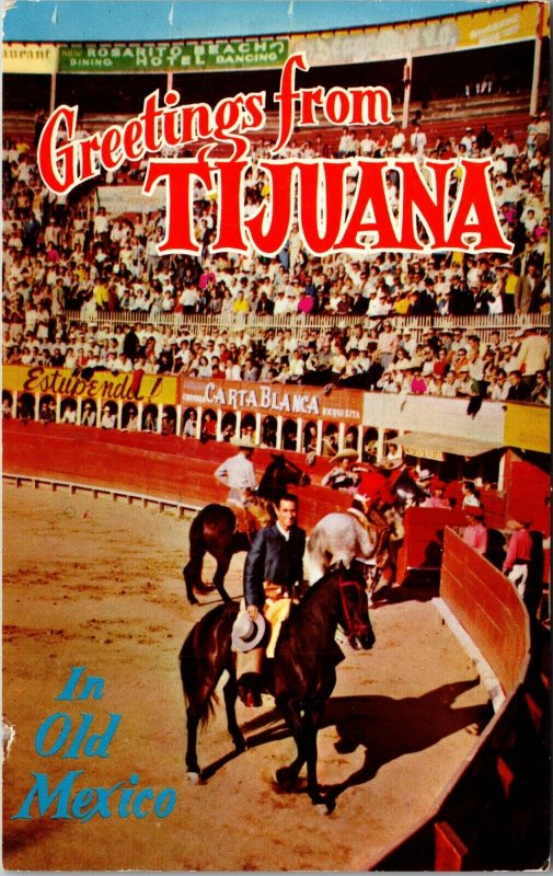 RARE Greetings From Tijuana Mexico Bull Fighter In Ring PHOTO Postcard ...