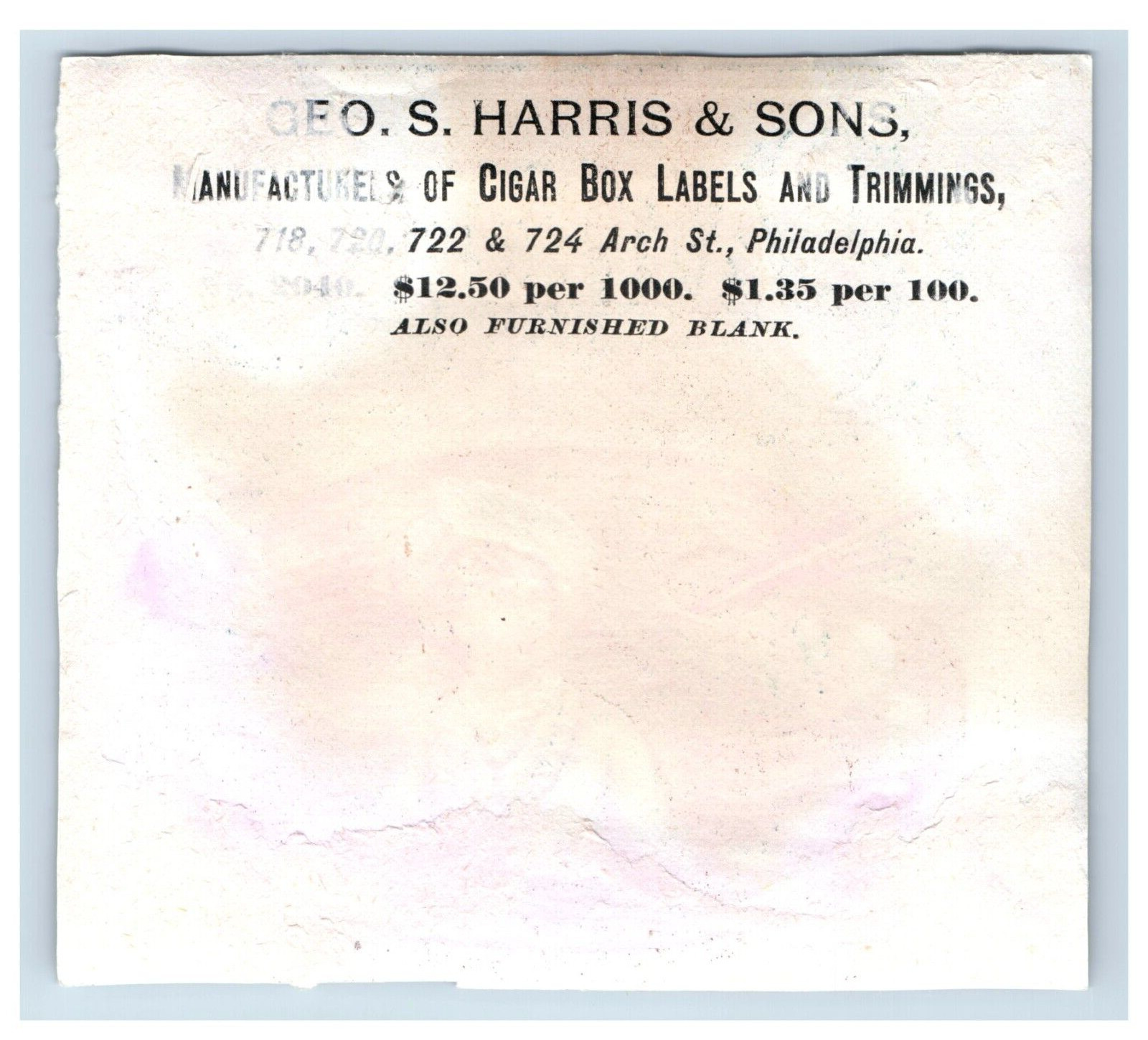 1870's Art Palette Geo S Harris Cigar Box Label #6KE | Ephemera ...
