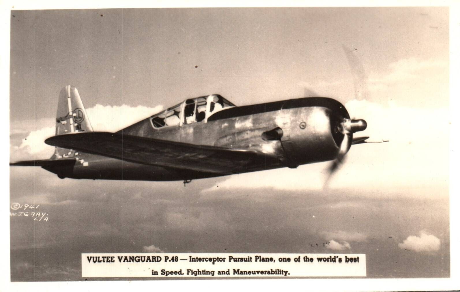RPPC Photo Vultee Vanguard US Army Air Force WWII Aircraft Fighter ...