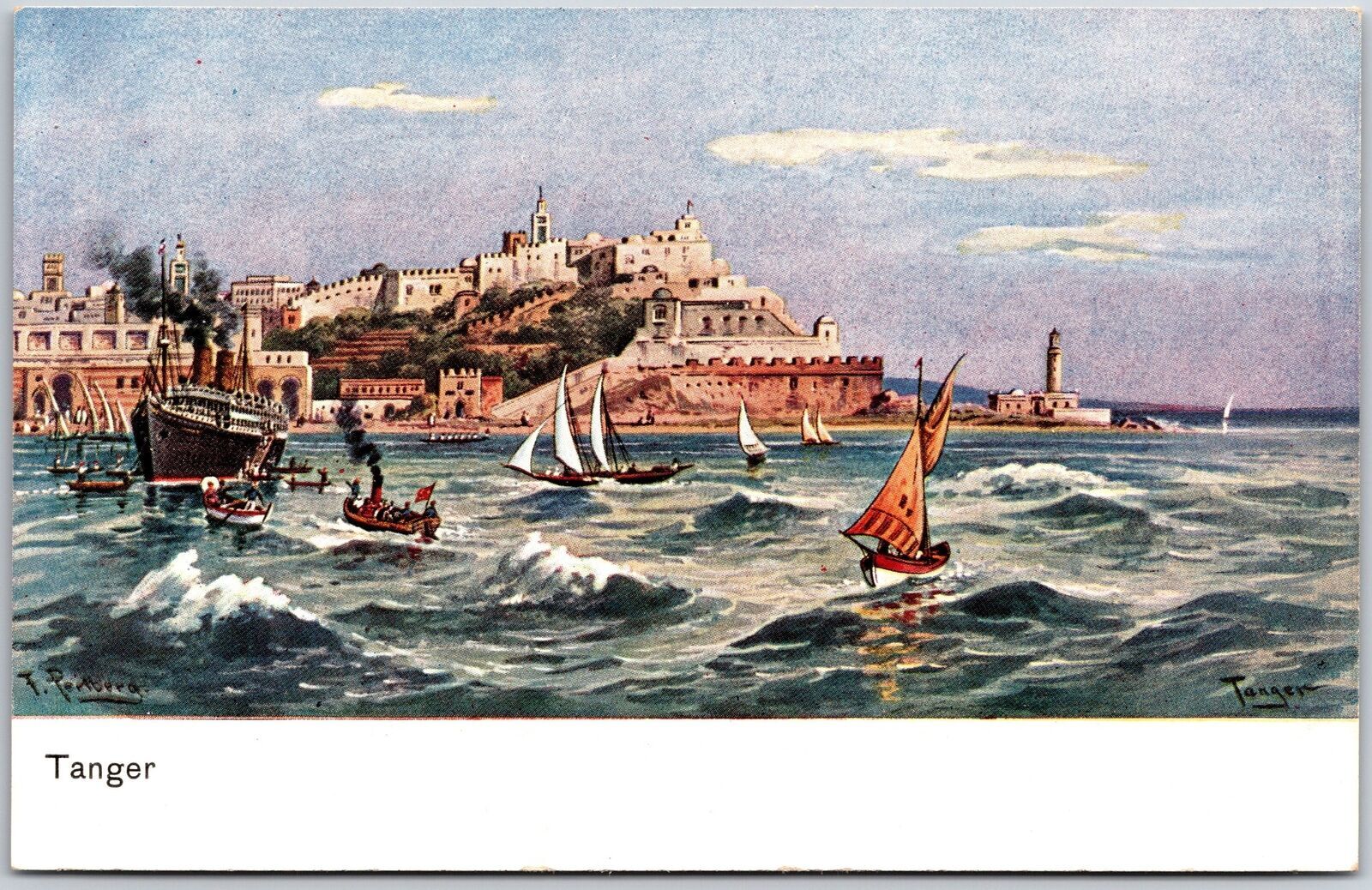 Tanger Boats Sailboats Buildings In The Distance Postcard | Ephemera ...