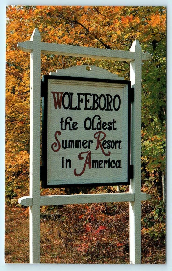 WOLFEBORO, New Hampshire NH "Oldest Summer Resort" Roadside Sign c1960s ...