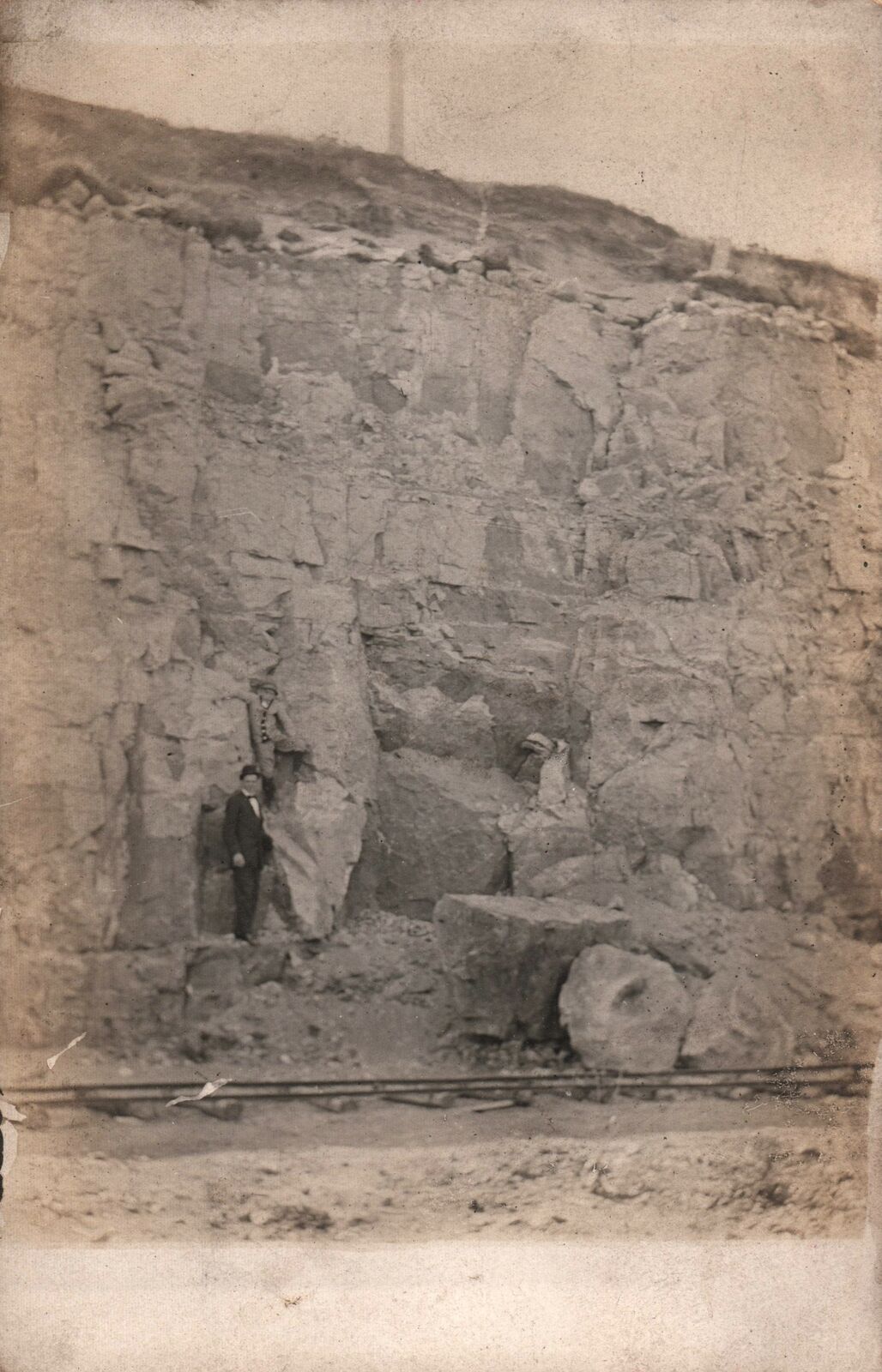 Vintage Postcard Main in Real Photo Scene With Quarry and Rail Tracks ...