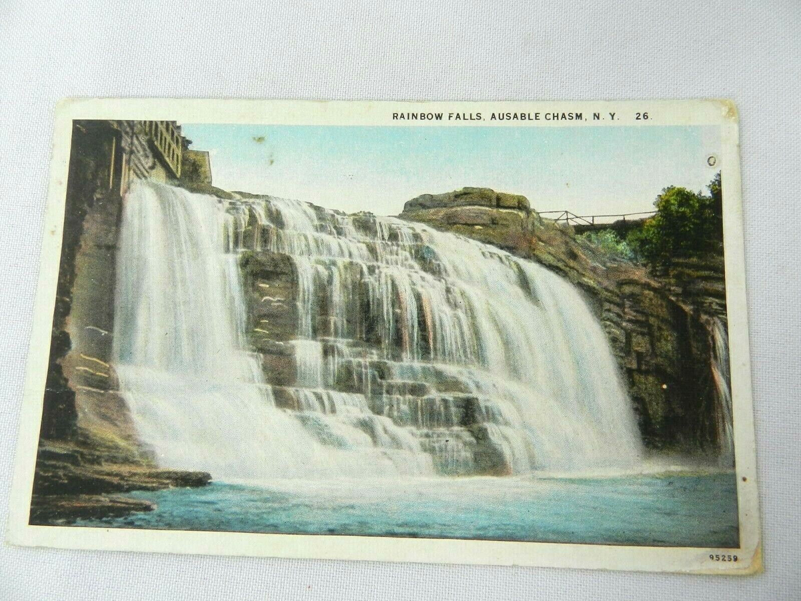 Chasm New York, NY, Rainbow Falls White Border Waterfalls Vintage ...