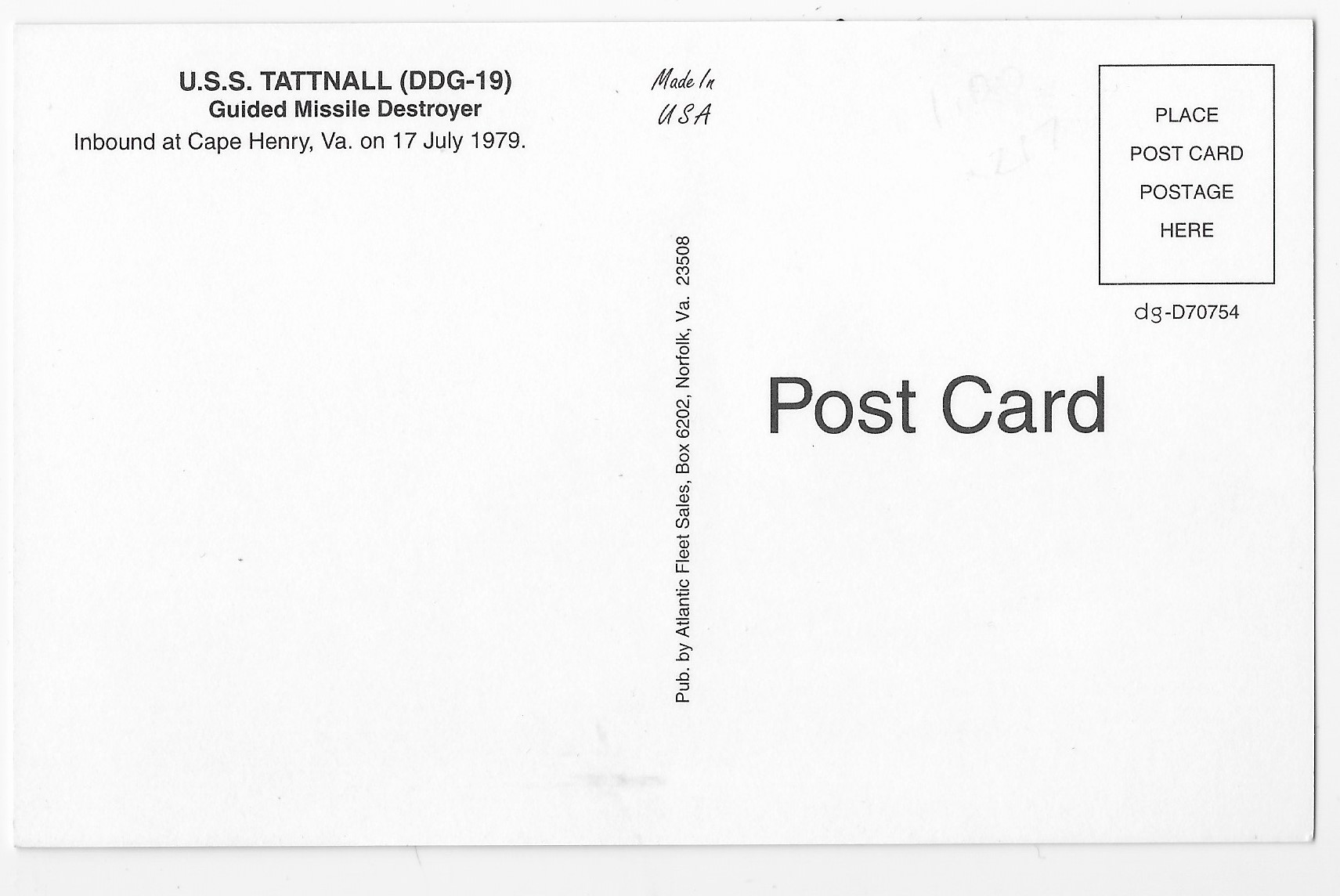 U.S.S Tattnall DDG-19 Guided Missile Destroyer Ship 1979 | Topics ...