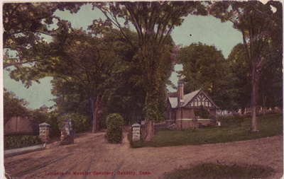 Danbury CT - Entrance to Wooster Cemetery 1910s (back damaged by ...