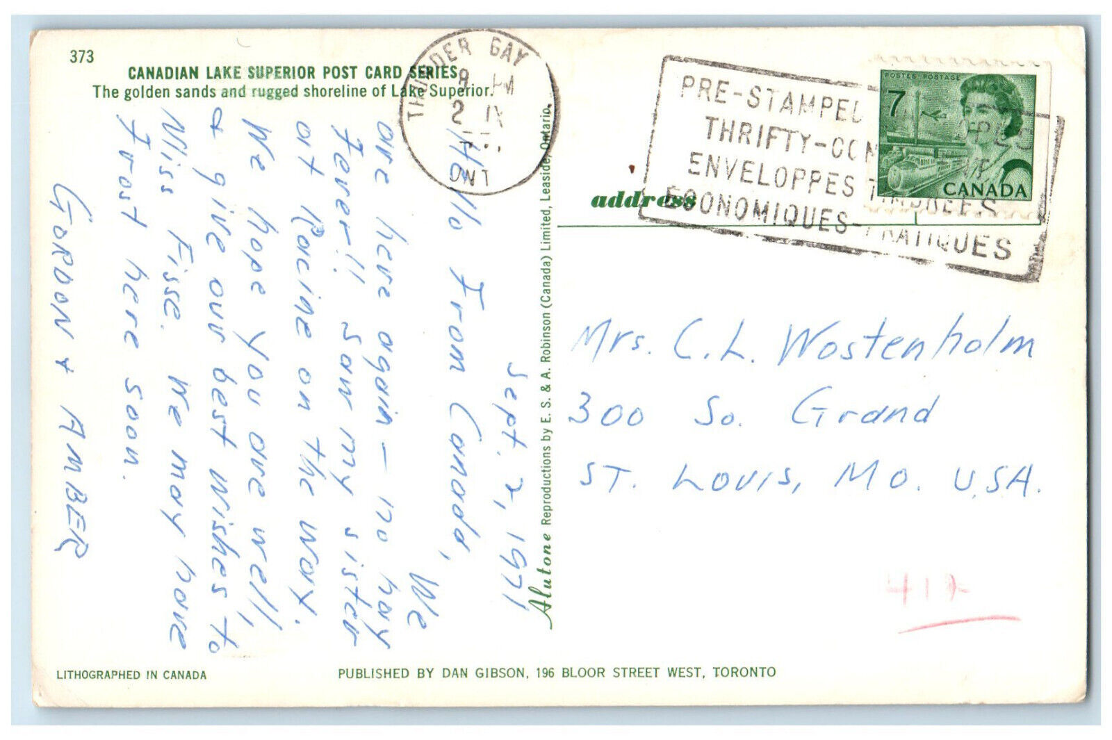 1971 Golden Sands and Rugged Shoreline of Lake Superior Canada Postcard ...