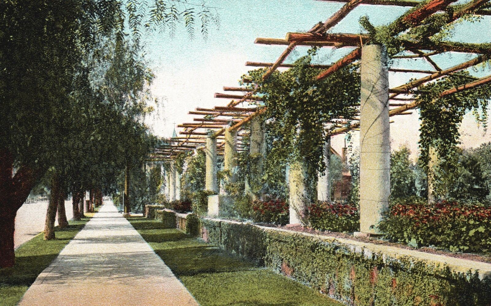 Vintage Postcard Pergola Maryland Hotel Building Pasadena California M ...