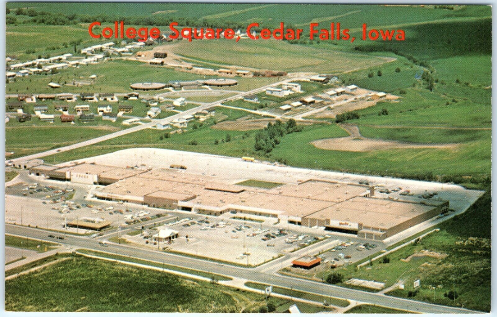 c1950s Cedar Falls IA College Square Mall Shopping Center Birds Eye PC ...