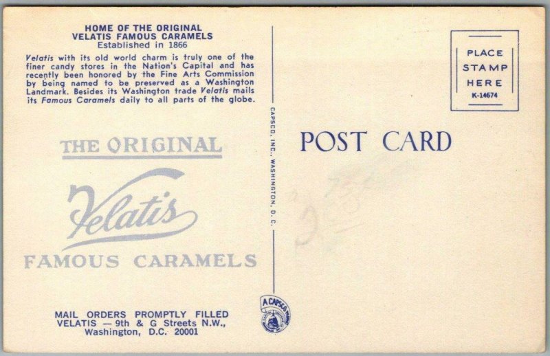 Postal de corriente continua 1960s Washington velatis famoso Caramelos ...