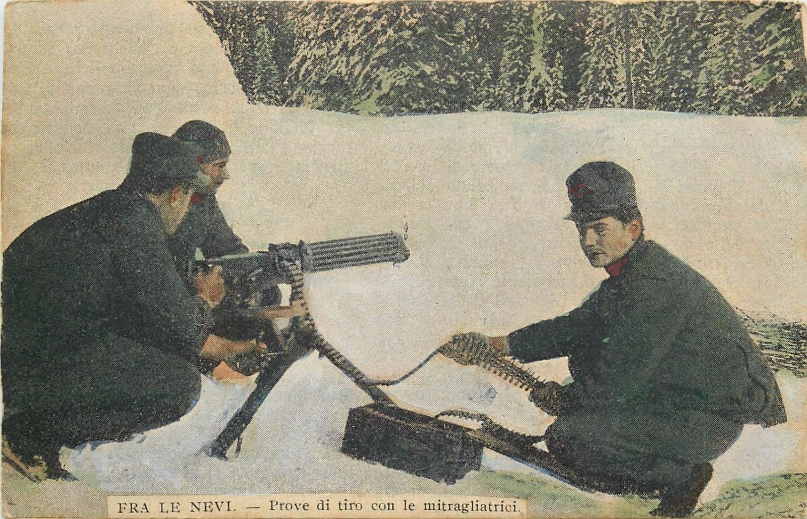 WW I Military soldiers Italy uniforms machine gun vintage pictorial ...