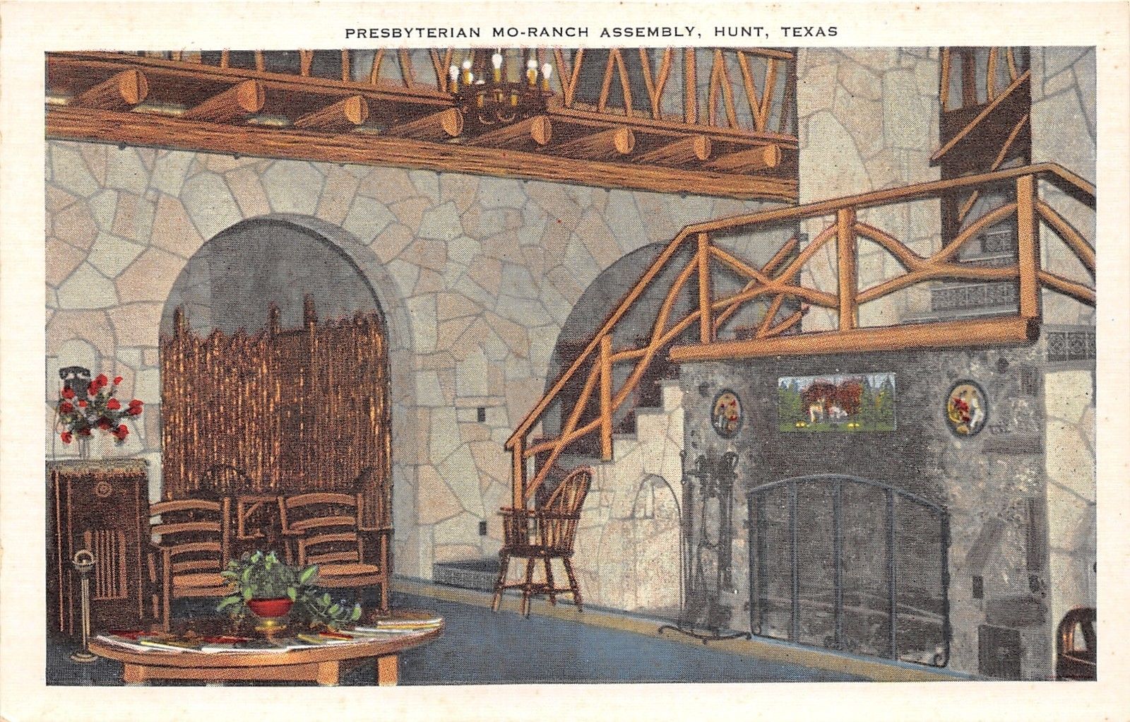 Hunt Texas~Presbyterian MO Ranch Assembly~Lobby in Lodge~Rustic Decor ...