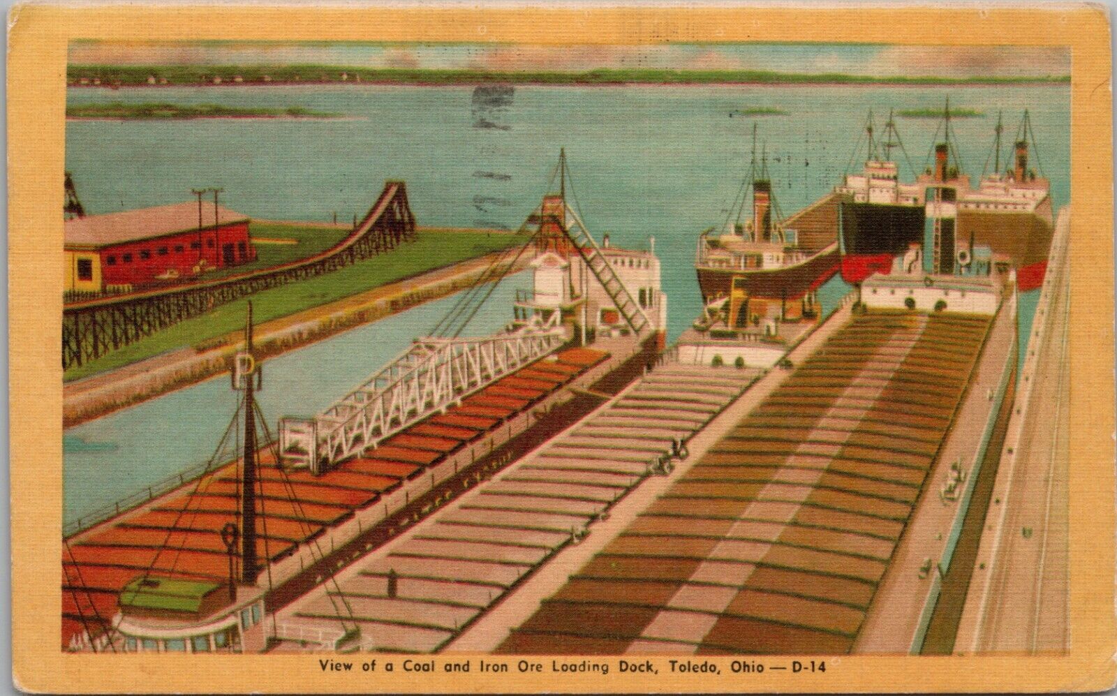 View of a Coal and Iron Ore Loading Dock Toledo OH Postcard PC596 ...